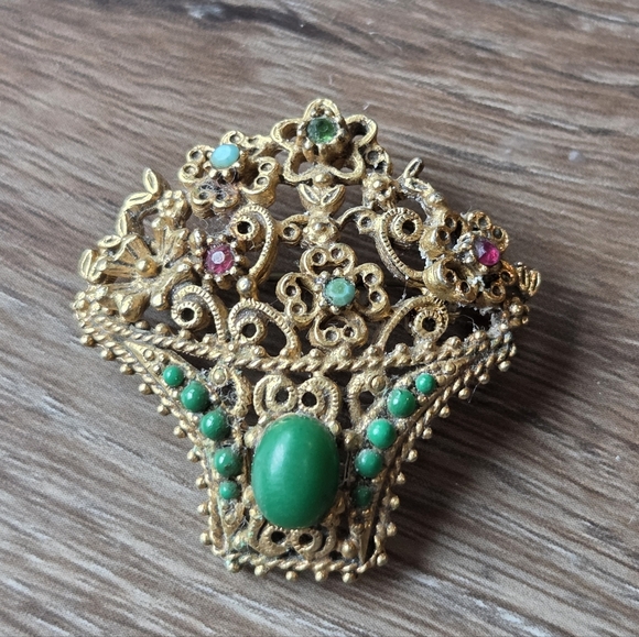 Florenza | Jewelry | Vintage Signed Florenza Flower Basket 4k Gold ...